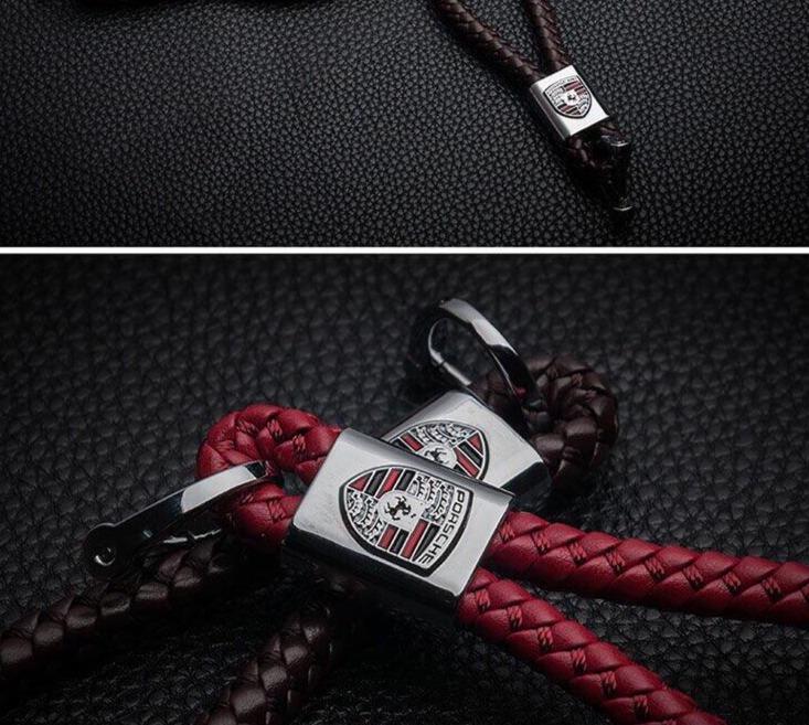 Hand-knitted Porsche Leather Key Chain – German Tribe